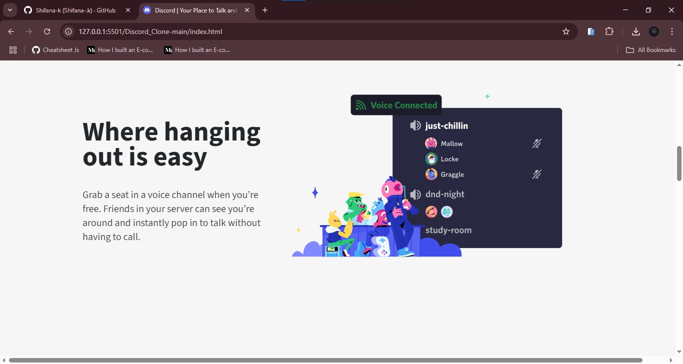 Discord Clone- Portfolio Details